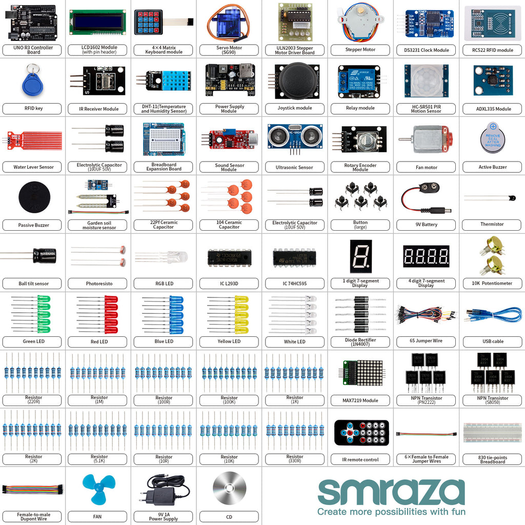 Beginner Arduino Projects With Tutorial Arduino UNO R3 Super Starter ...